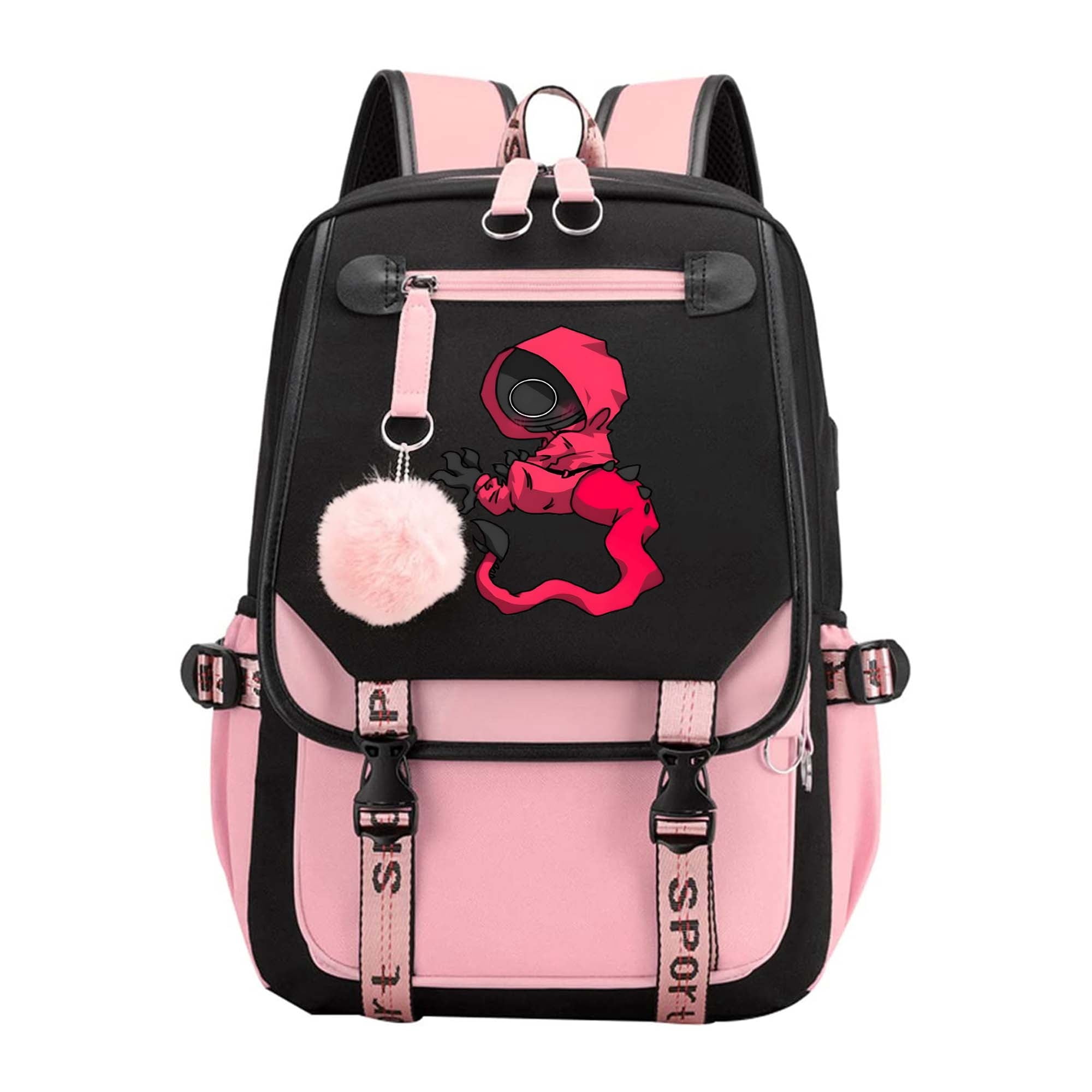 Kawaii Squid Gameh Backpack with Cute Accessories Casual Aesthetic ...