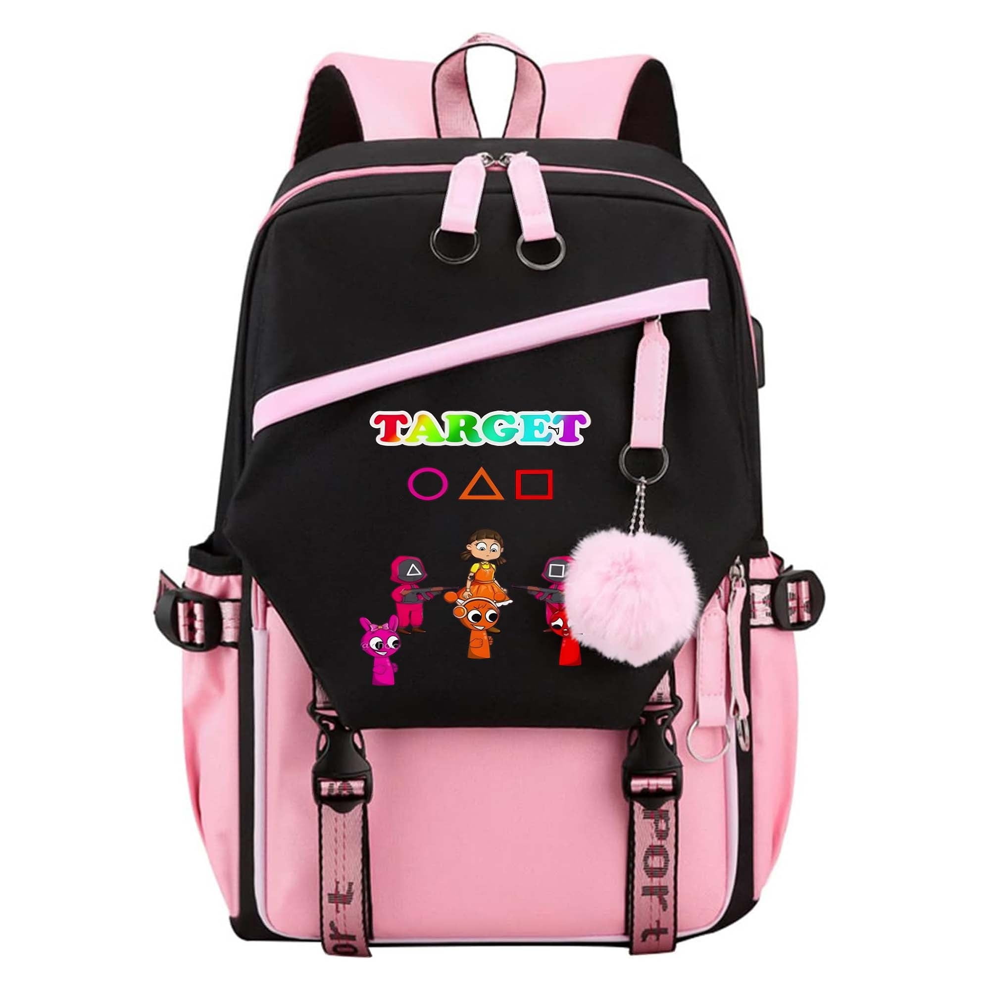 Kawaii Squid Gameh Backpack with Cute Accessories Casual Aesthetic ...
