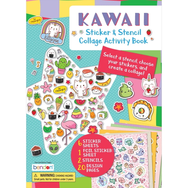 Kawaii Sticker and Stencil 20-page Picture Activity Book, by Bendon ...