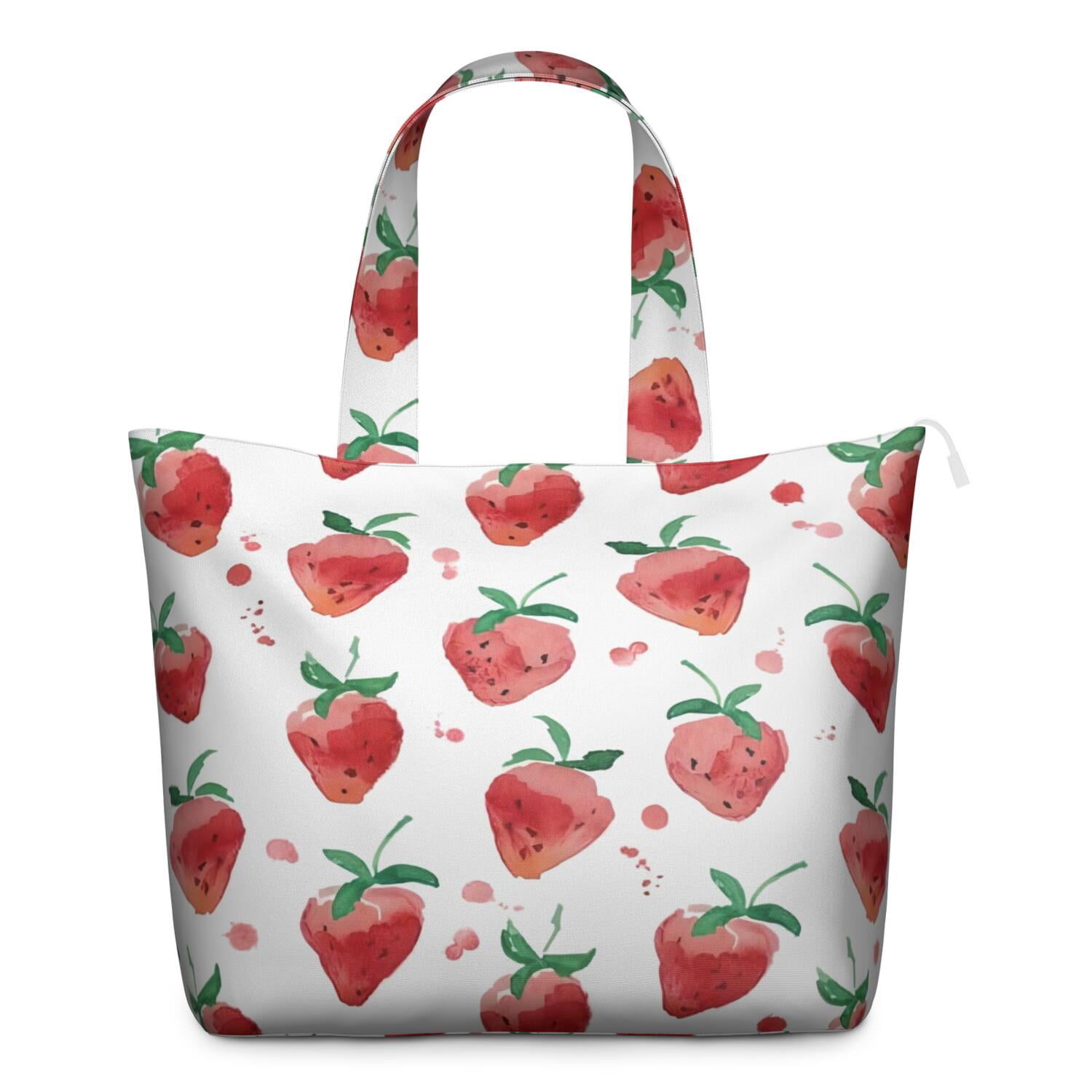 Kawaii Strawberry & Berry Print Travel Bag - Lightweight Zippered Tote ...
