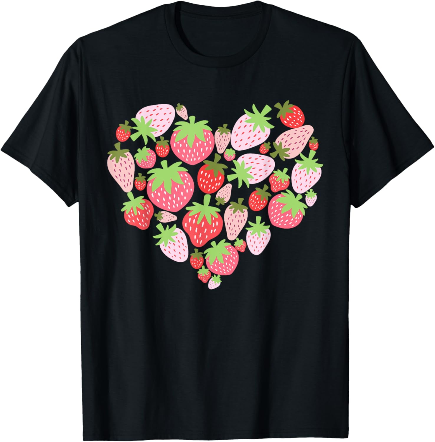 Kawaii Strawberry Heart Cottagecore Aesthetic Strawberries T-Shirt ...