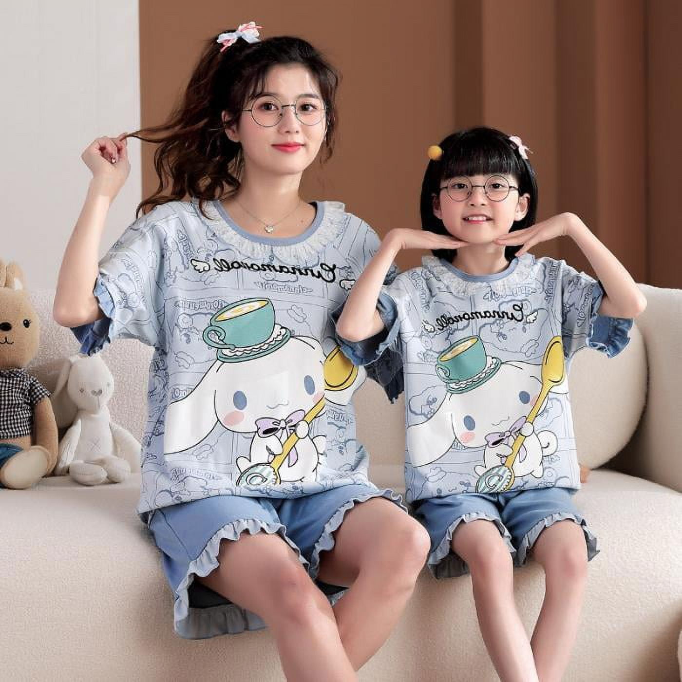 Kawaii Summer Sanrios Anime Hello Kittys Kuromi Cinnamoroll Pajamas ...