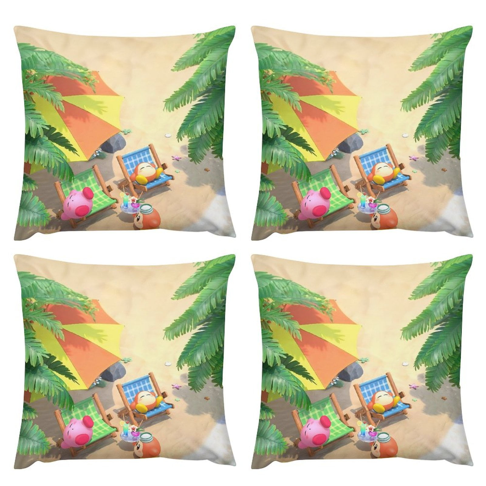 Kawaii Throw Pillow Covers Set of 4, Cute Cartoon Anime Kirby ...