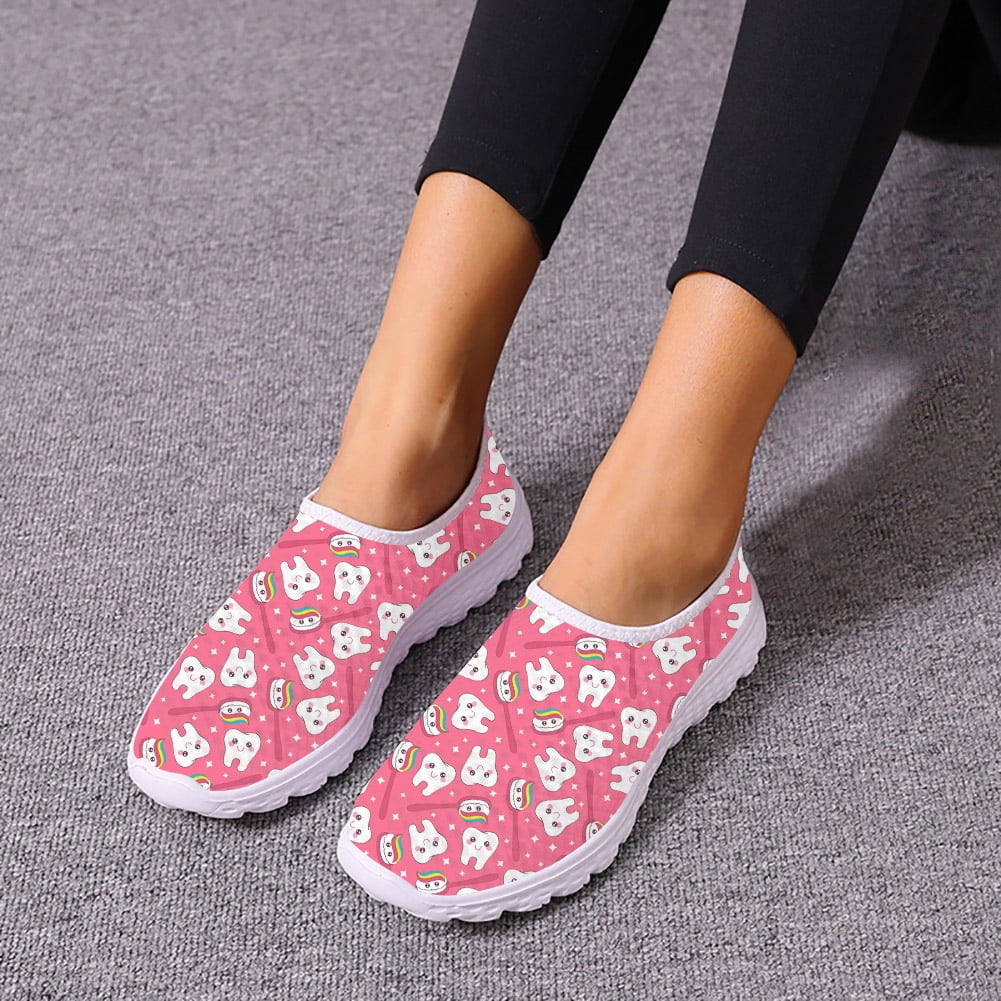 Kawaii Tooth and Toothbrush Pattern Soft Mesh Sneakers for Lightweight ...