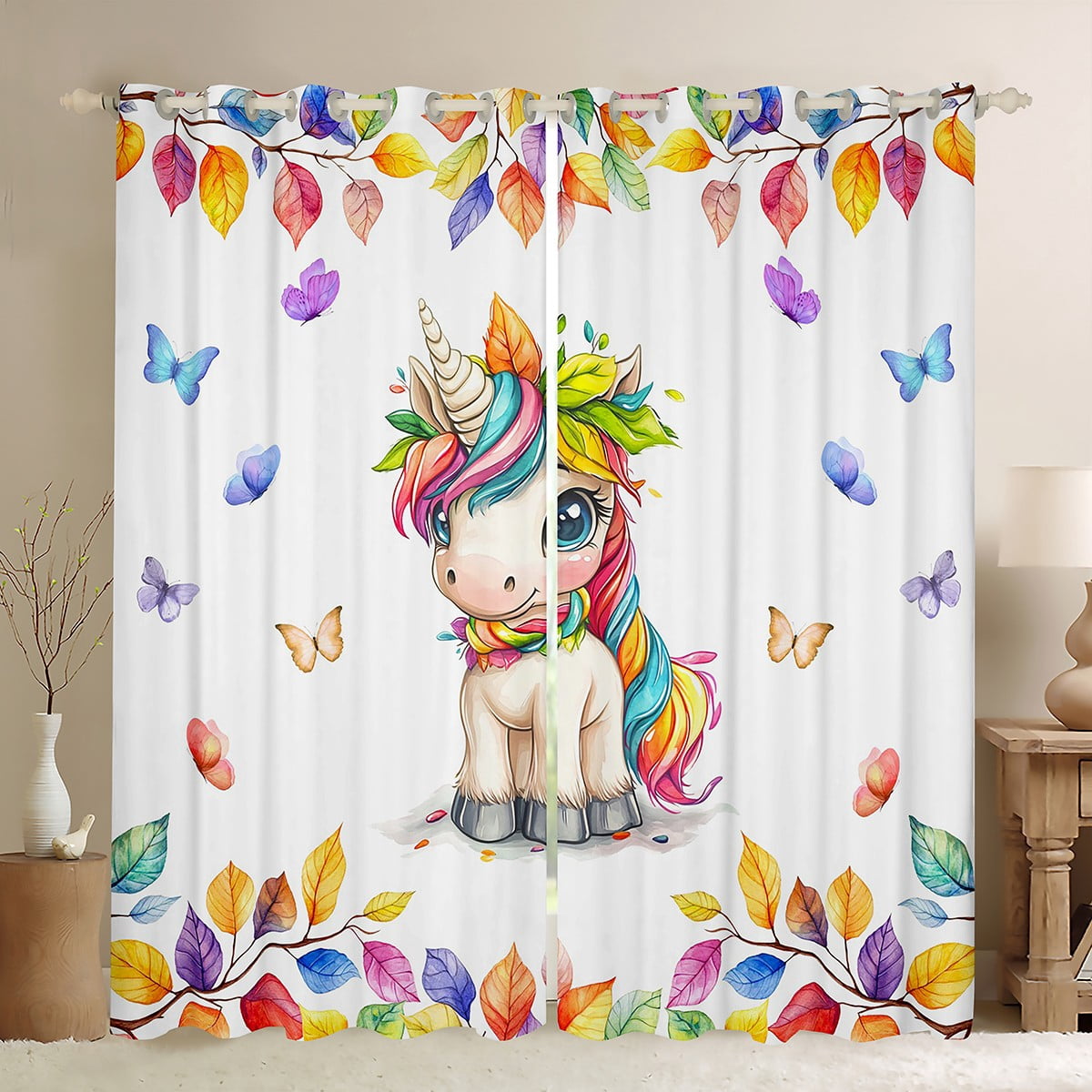 Kawaii Unicorn Curtains & Drapes Cartoon Magic Animal Curtains ...