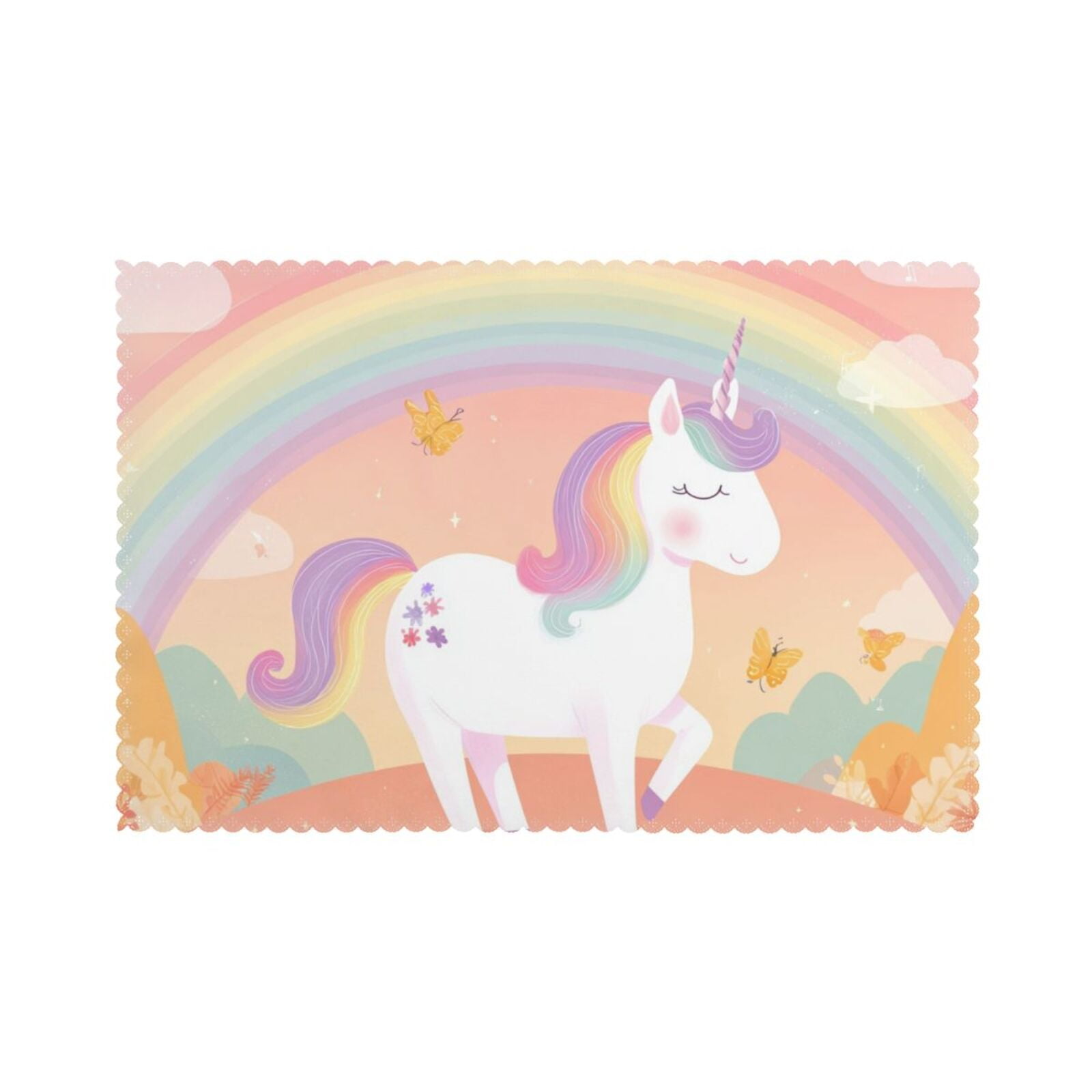Kawaii Unicorn Print Placemats Set of 6, 12x18 Inch Table Mats for ...