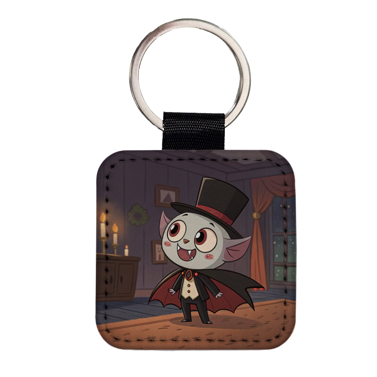 Kawaii Vampire Faux Leather Square Keychain - Walmart.com