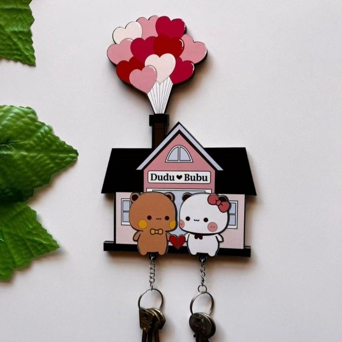 Kawaii Wall Key Holder Panda Bubu And Dudu Acrylic Keychain Hanger ...