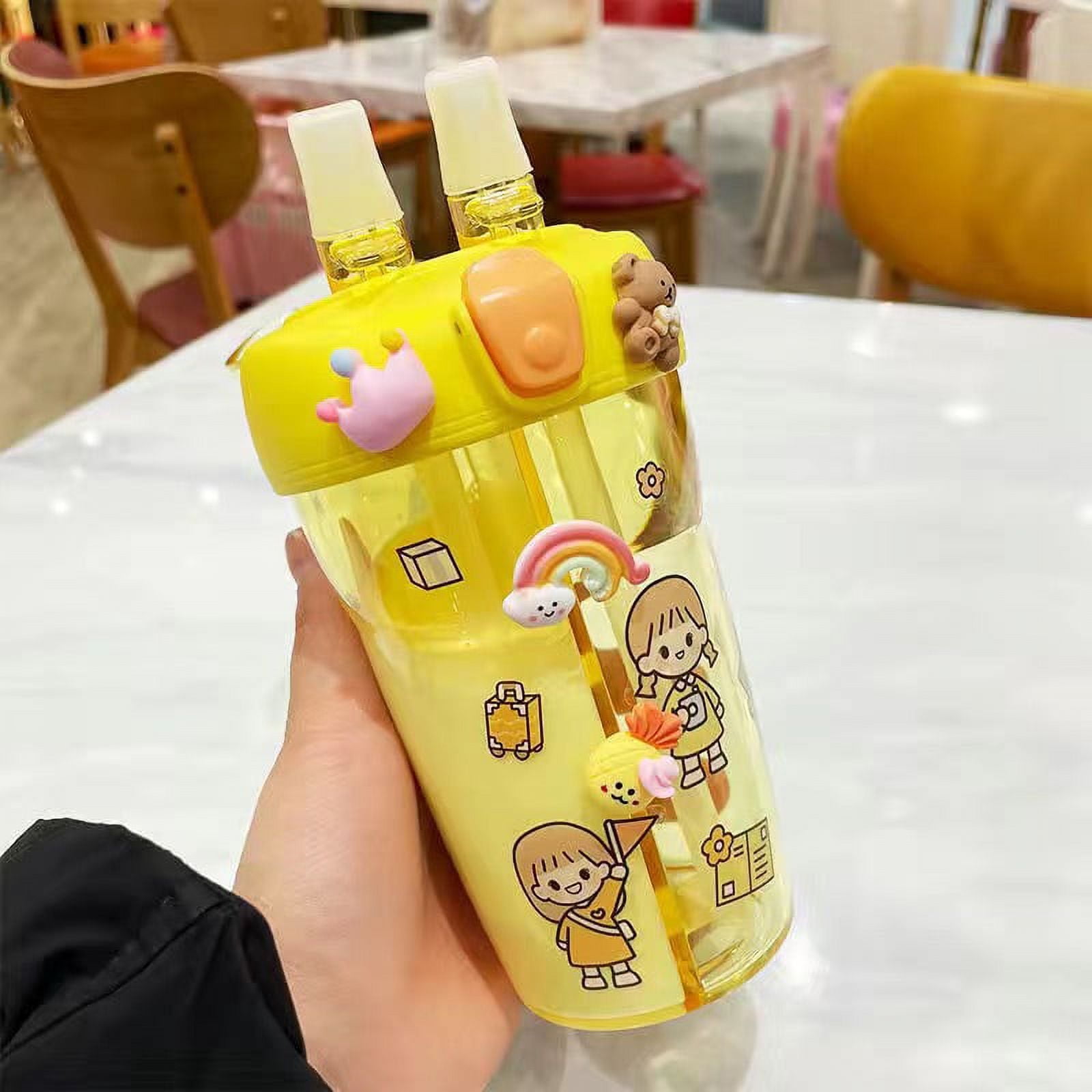 Kawaii Water Bottle Cute double compartment water bottle Couple Plastic ...