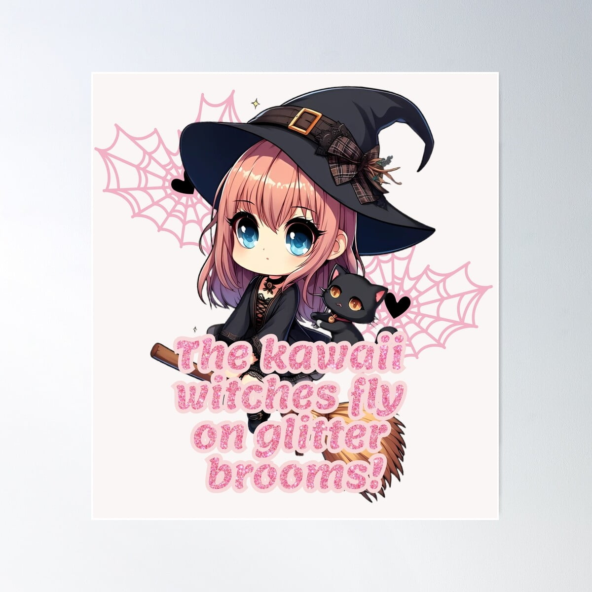 The Kawaii Witch Fly O Glitter Brooms, Chibi Witch On Her Broom With ...