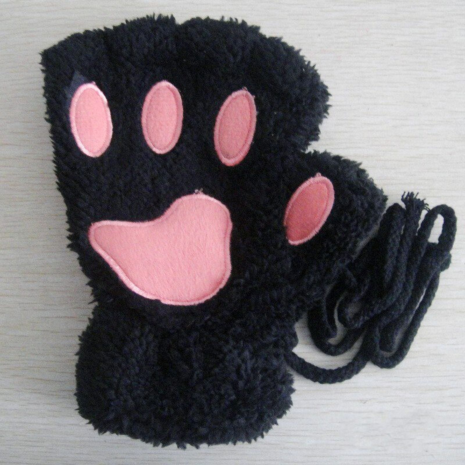 Kawaii Women Cat Bear Gloves Fashion Girls Cat Claw Paw Plush Mittens ...
