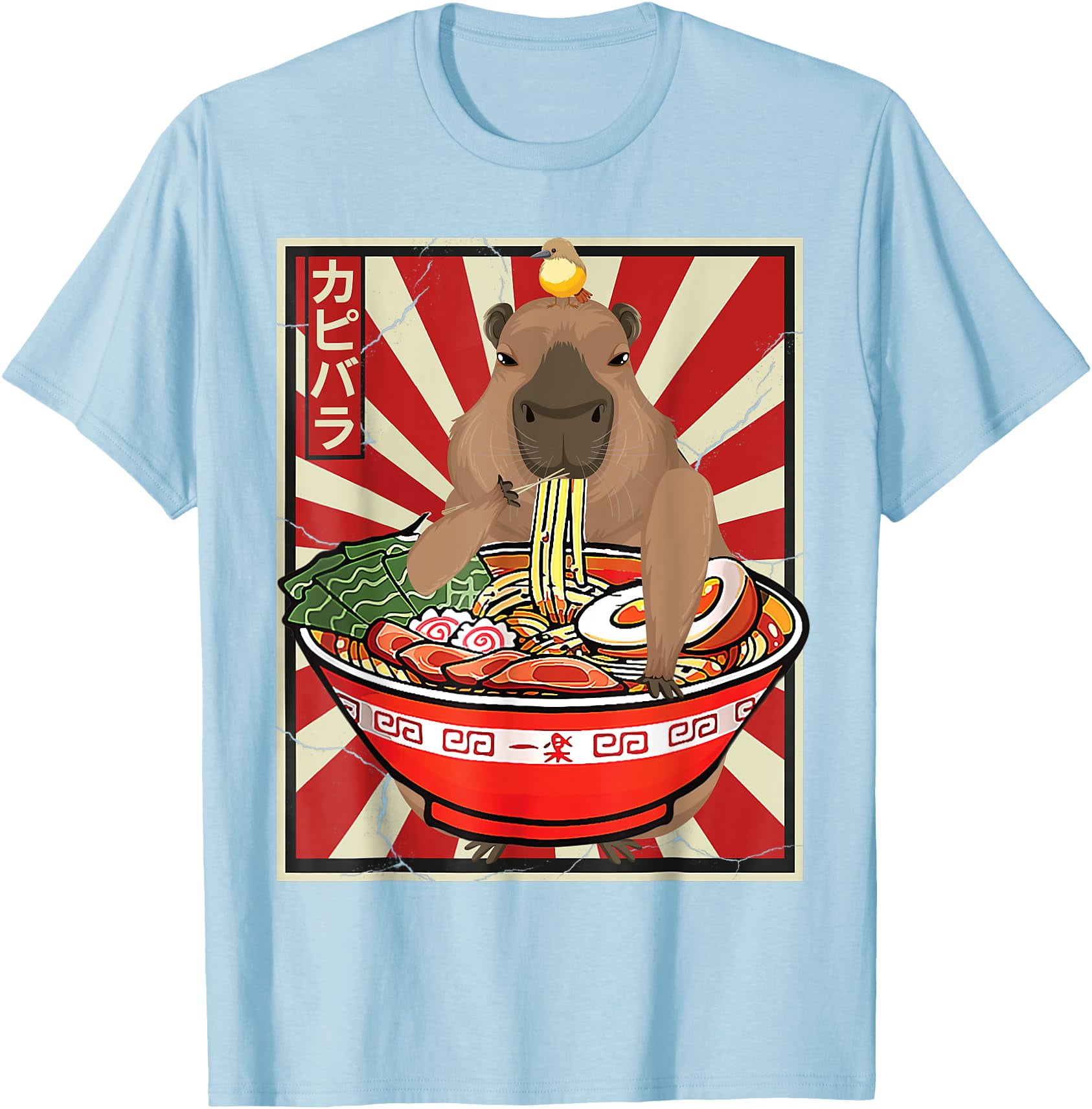 Kawaii bird Capybara Eating Ramen Noodles Anime Japanese Softstyle ...