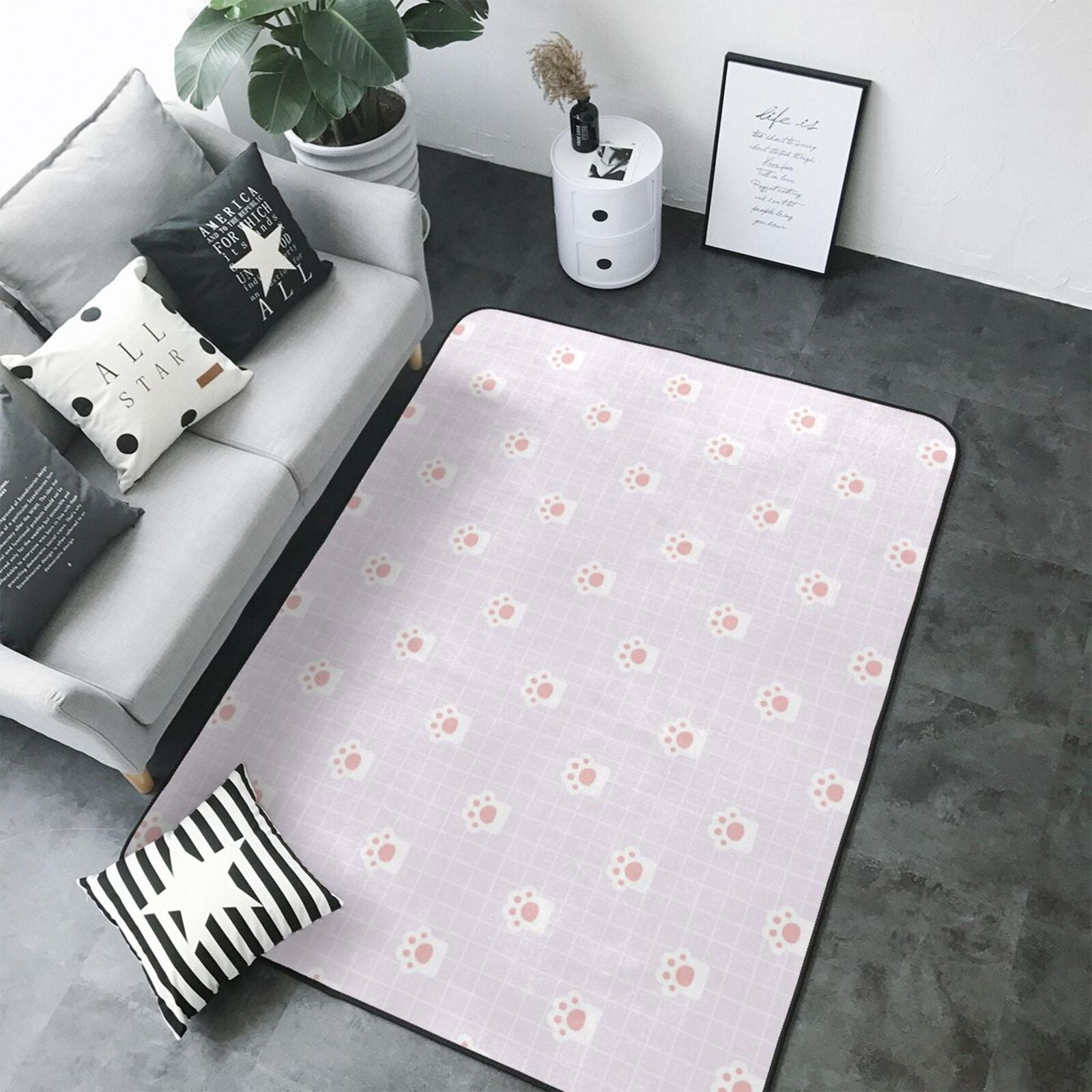 Kawaii cat paw Area Rugs for Living Room Bedroom, 5x7 Soft Throw ...