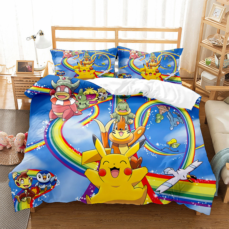 Kawaii pokémon bed duvet cover cartoon kids adults bedding sets anime ...