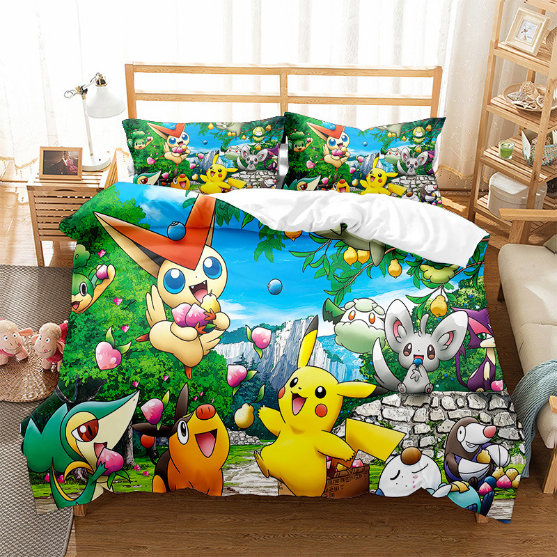 Kawaii pokémon bed duvet cover cartoon kids adults bedding sets anime ...