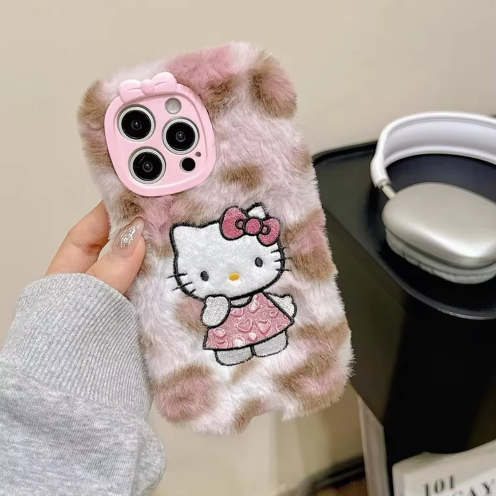 Kawaii s Plush Leopard Print Mobile Phone Case for Iphone 16 15 14 13 ...