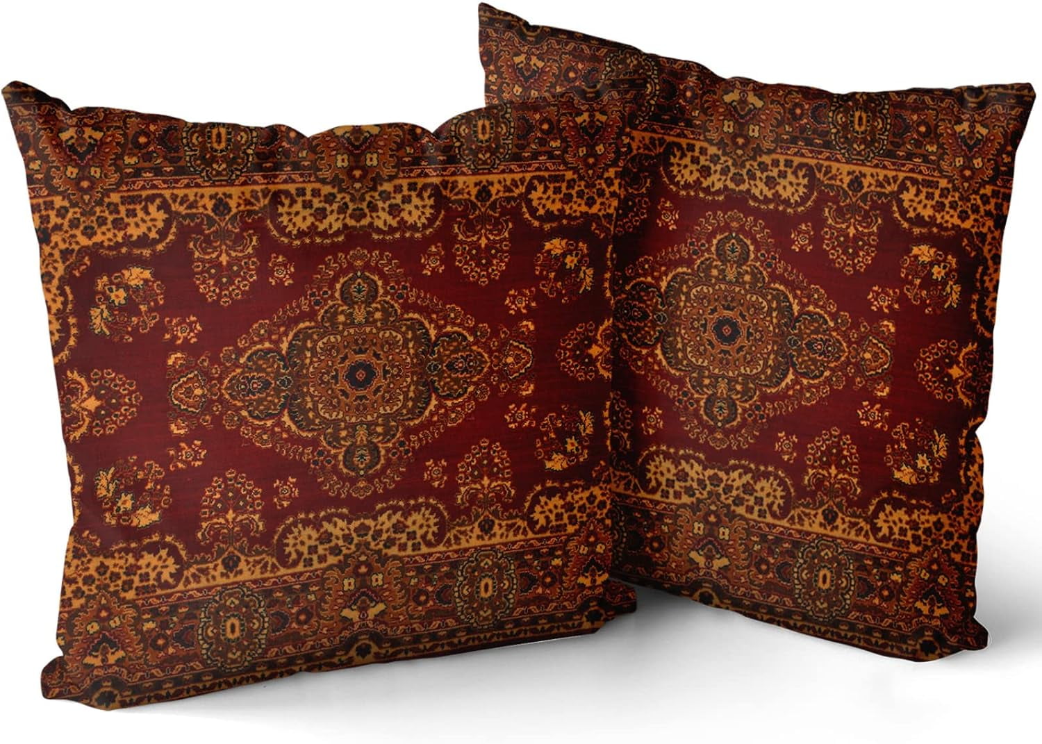 Kawani Red Gold Boho Throw Pillow Covers 16x16 Inch Bohemian Vintage ...