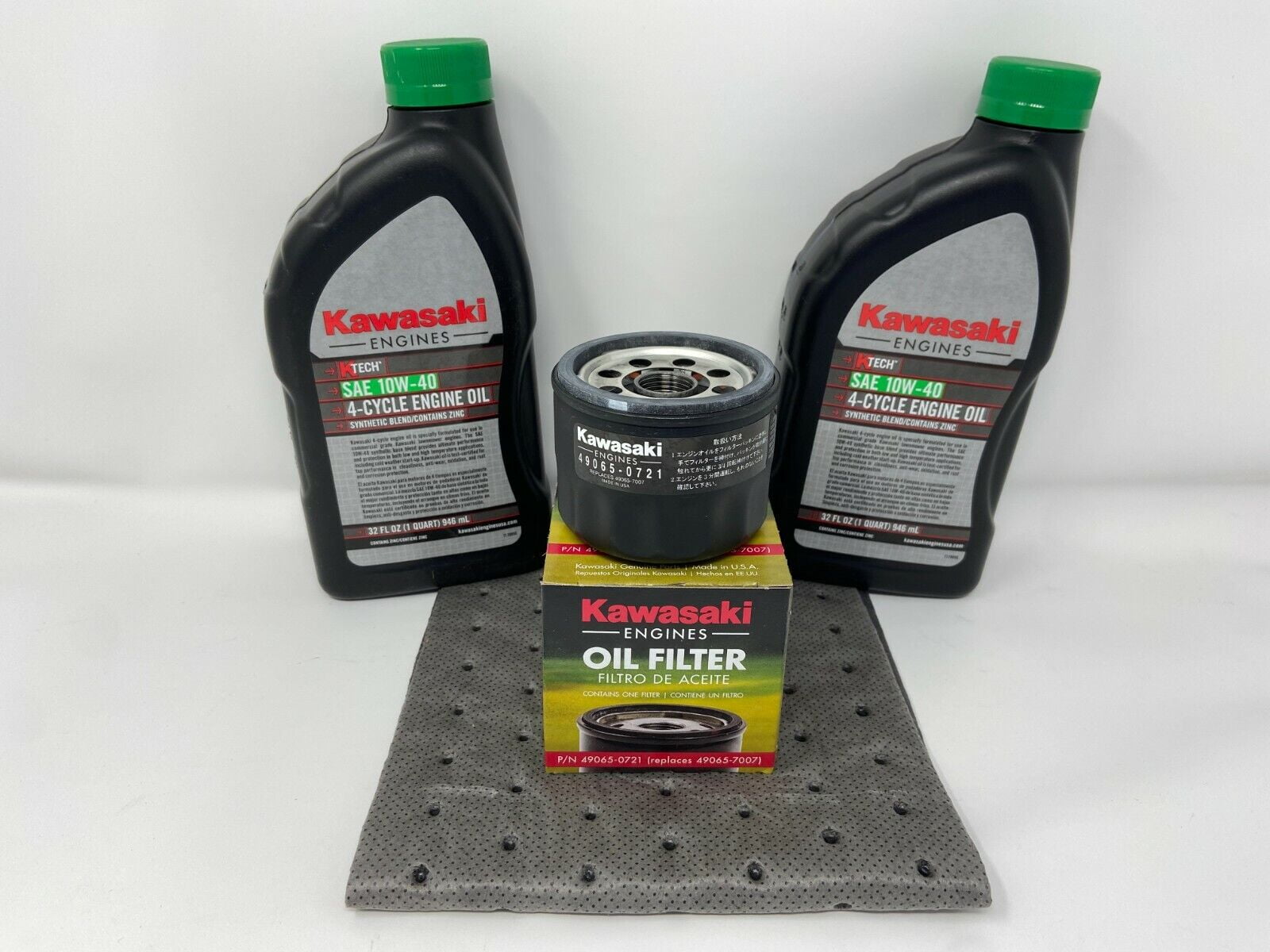 Kawasaki 49065-0721 Oil Change Kit w/Oil pad and 2 Quarts of 10W-40 Oil ...