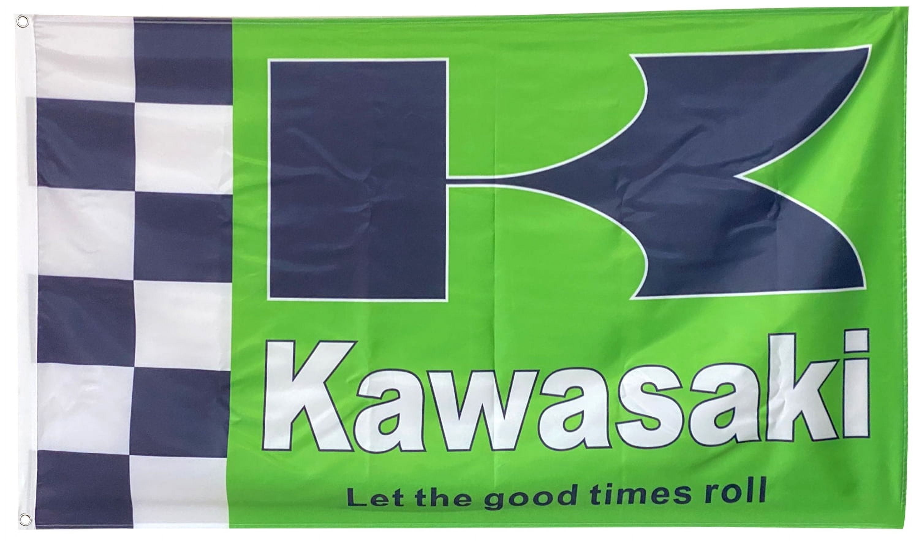 Kawasaki Green Checkered flag Motor Racing flags banner with Grommets ...