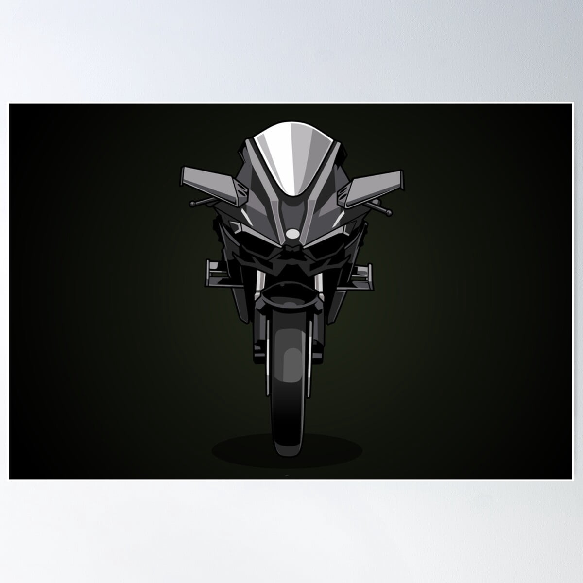 Kawasaki H2R | Black Background Poster Wall Art, Modern Wall Decor ...