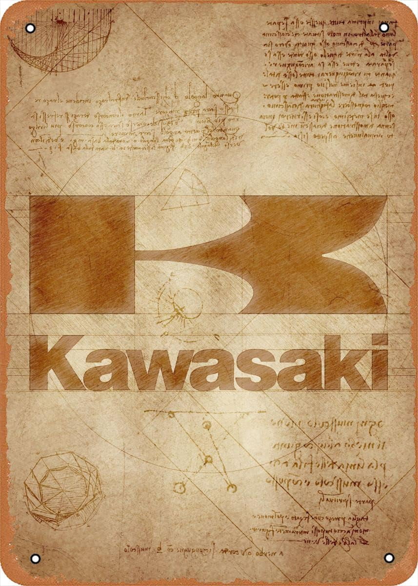 Kawasaki Metal Tin Sign 8 x 12 in Motorcycle Vintage Style Vintage ...