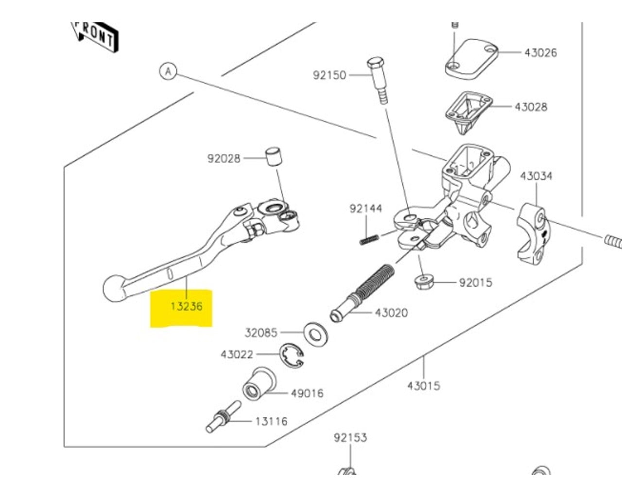 Kawasaki OEM Clutch Lever KX450F KX250F KX252 2021-2022 13236-0813 ...