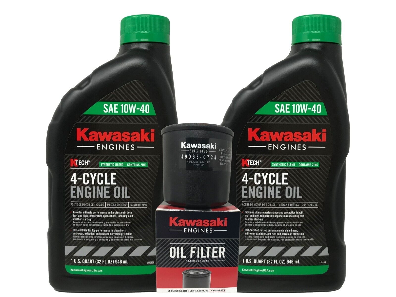 Kawasaki OEM Oil Change Kit; 49065-0724 Oil Filter & 2 Quarts Of 99969 ...
