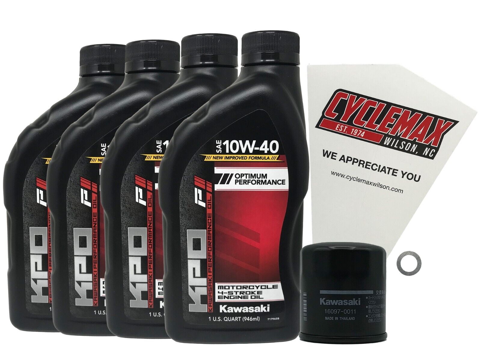 Kawasaki OEM Oil Change Kit for 2016-2022 Ninja ZX-10R with 10W-40 Oil ...