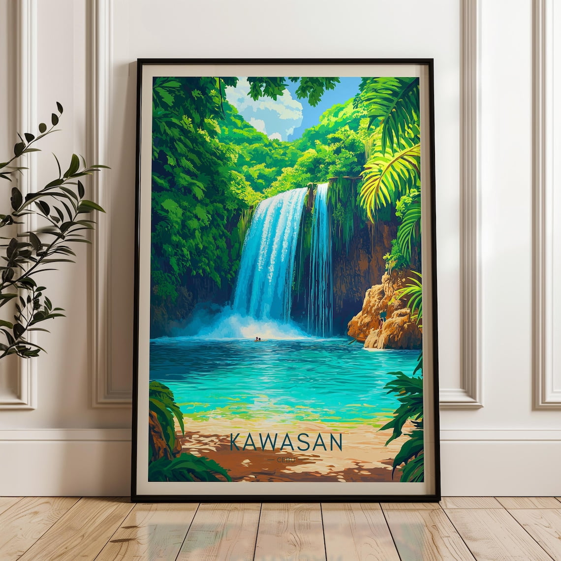 Kawasan Waterfalls Travel Poster - Philippines Wall Art Print, Se Asia ...