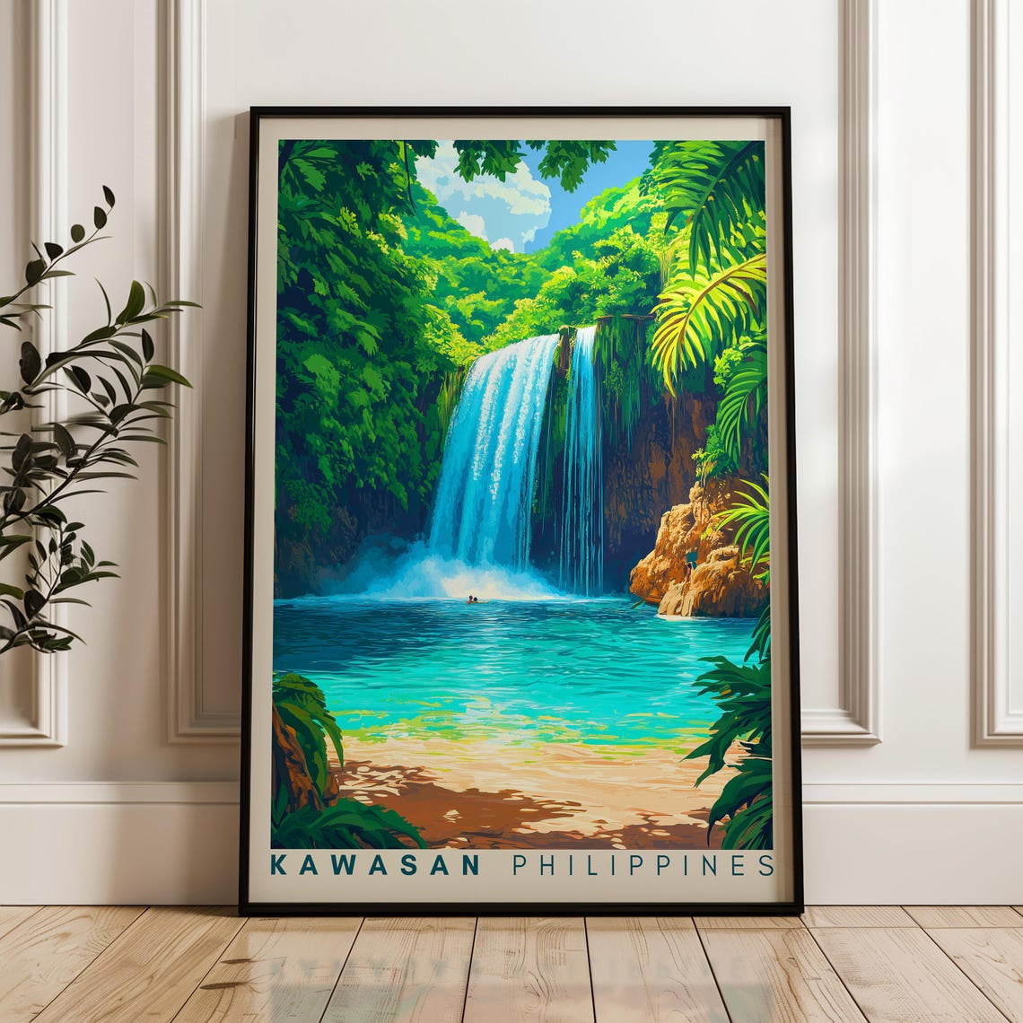 Kawasan Waterfalls Travel Poster - Philippines Wall Art Print, Se Asia ...