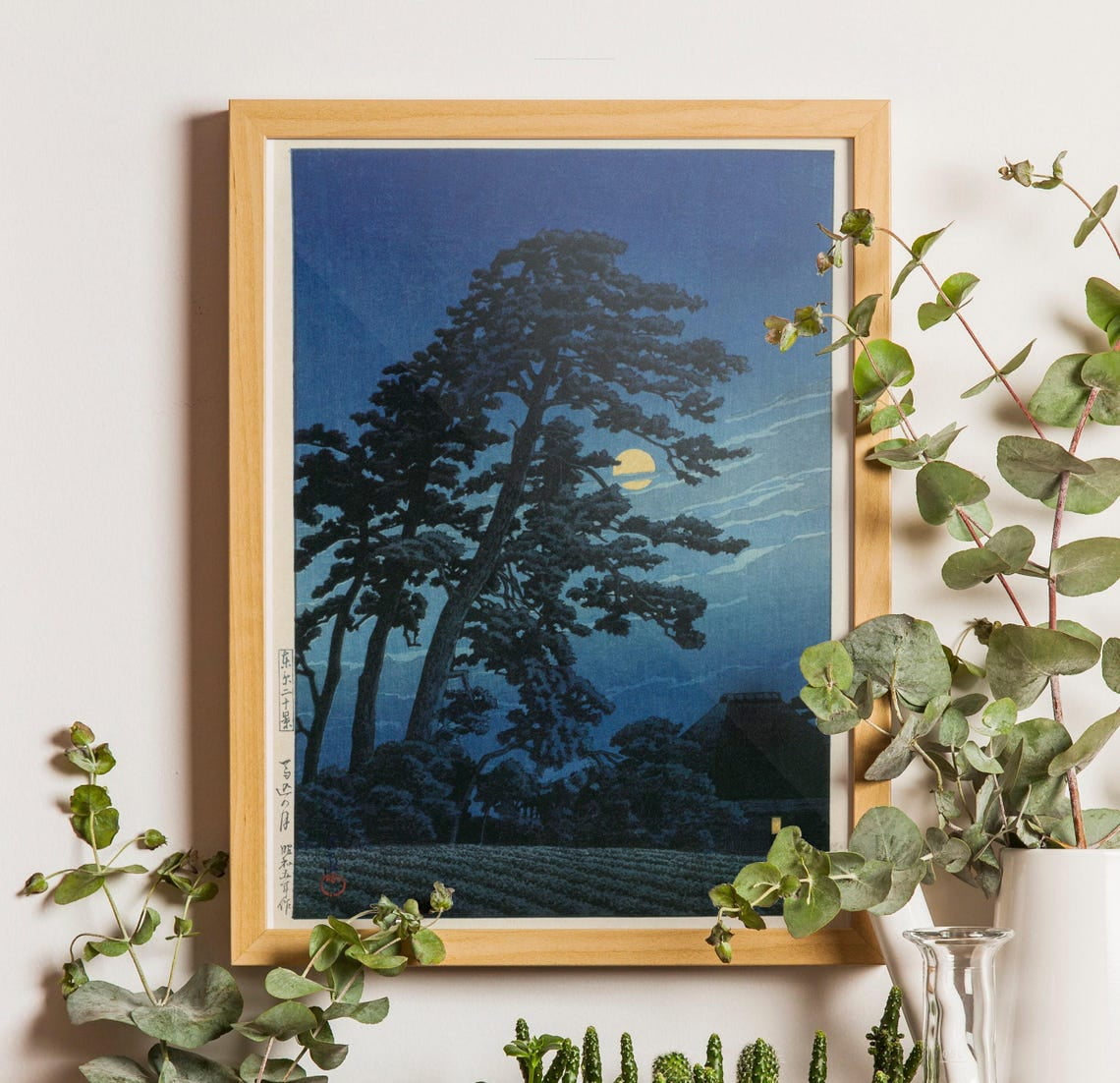 Kawase Hasui Japanese Art Poster: Full Moon, Magome Woodblock, Unframed ...