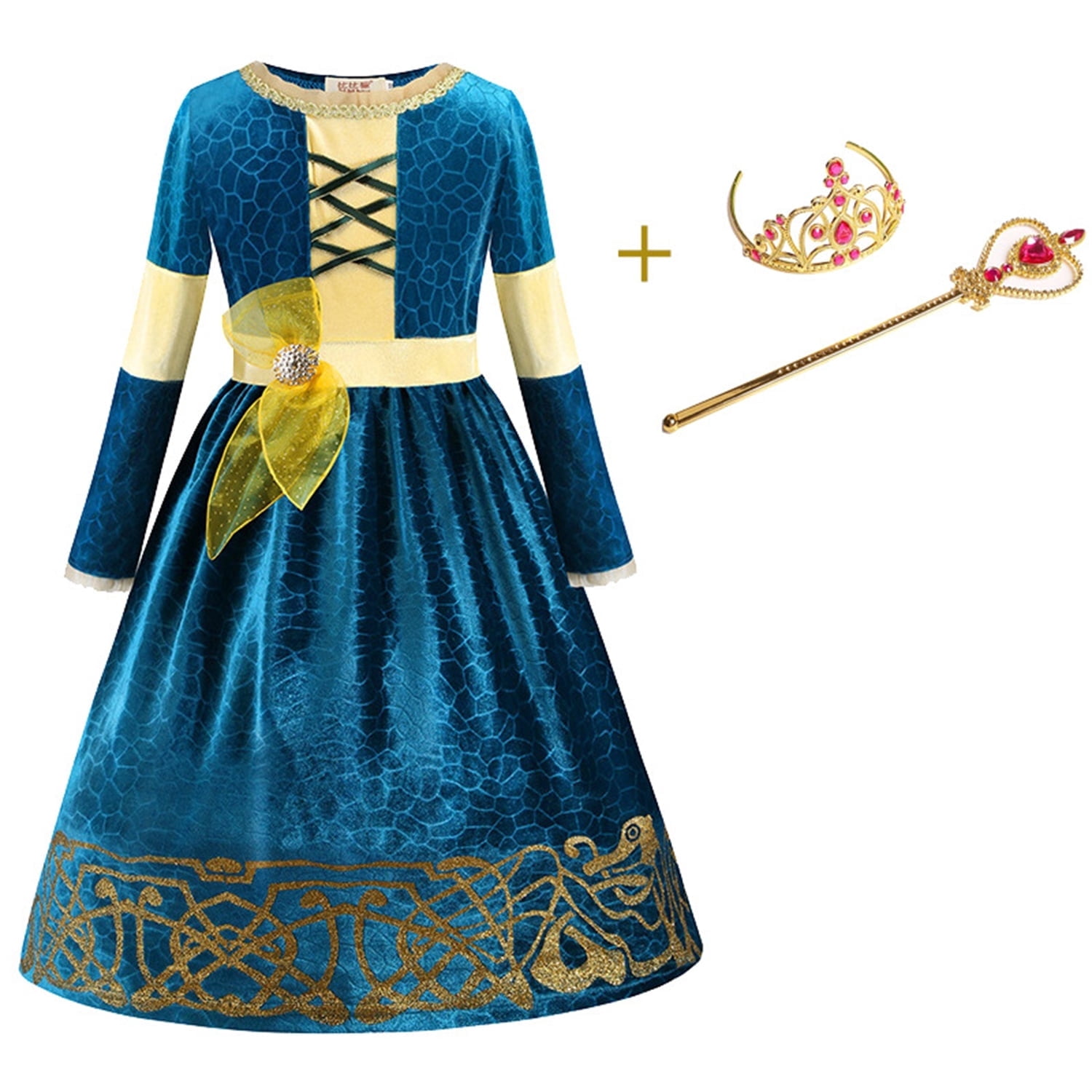 KAWELL Brave Princess Merida Costume Kids Dress Up Costume Birthday ...