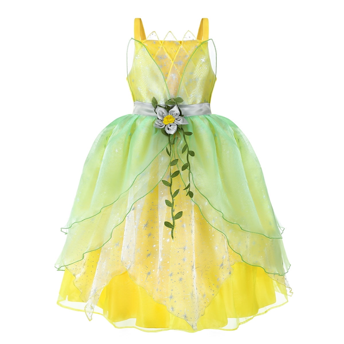 KAWELL Deluxe Princess Tiana Costumes Little Girls Dress Kids Fancy ...