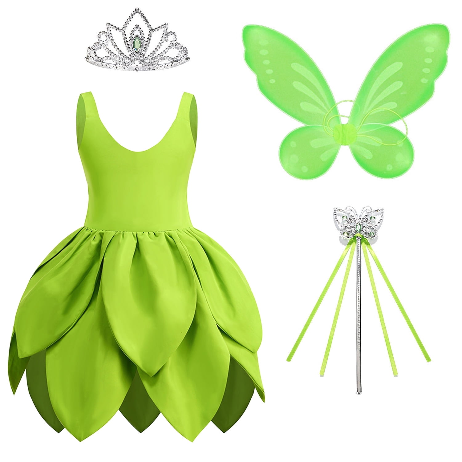 KAWELL Green Fancy Fairy Costume with Butterfly Wings for Toddler and ...