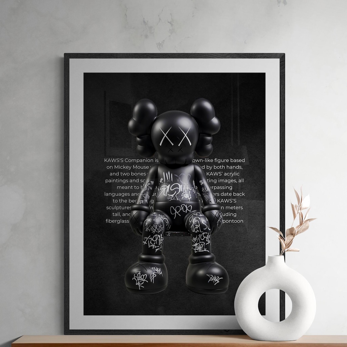 Kaws Graffiti Black and White Poster, Hypebeast Toys, Figure Printable ...