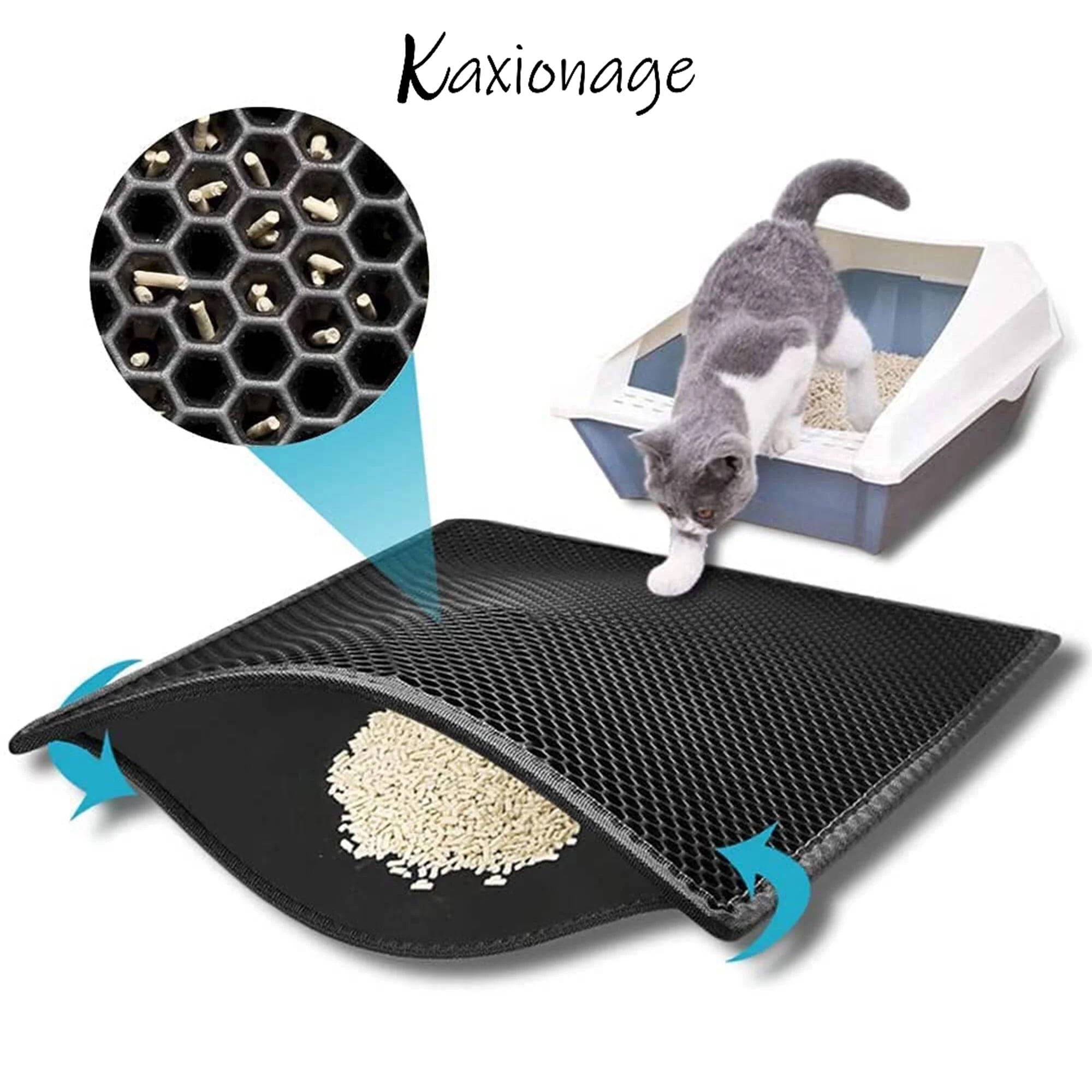 Kaxionage Cleaning Pads for Cat Litter Box, 15" X 24" Litter Box Mat ...