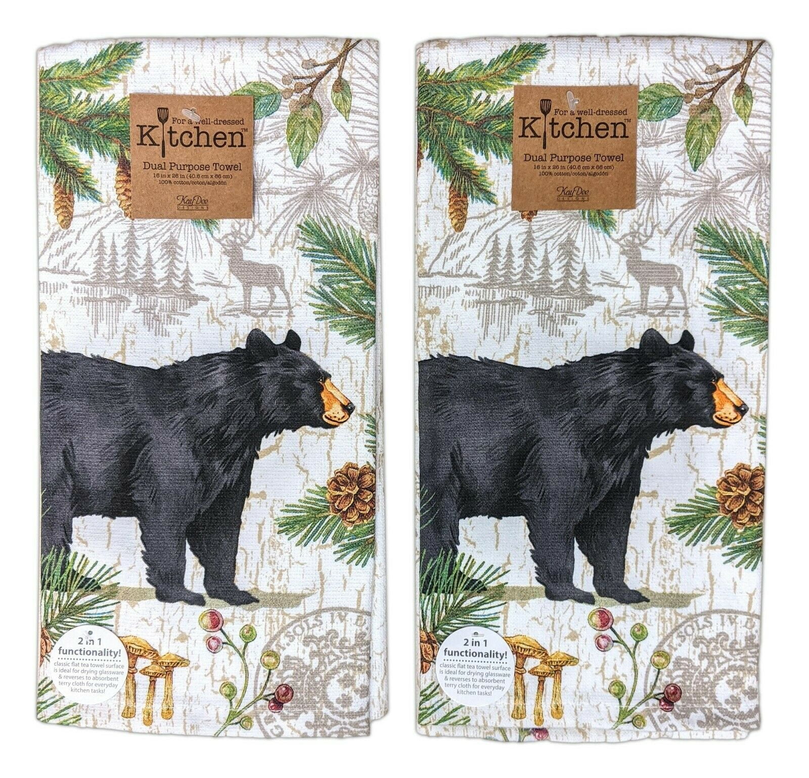 Kay Dee Designs Pinecone Trails Black Bear Decorative Cabin Tea Print ...