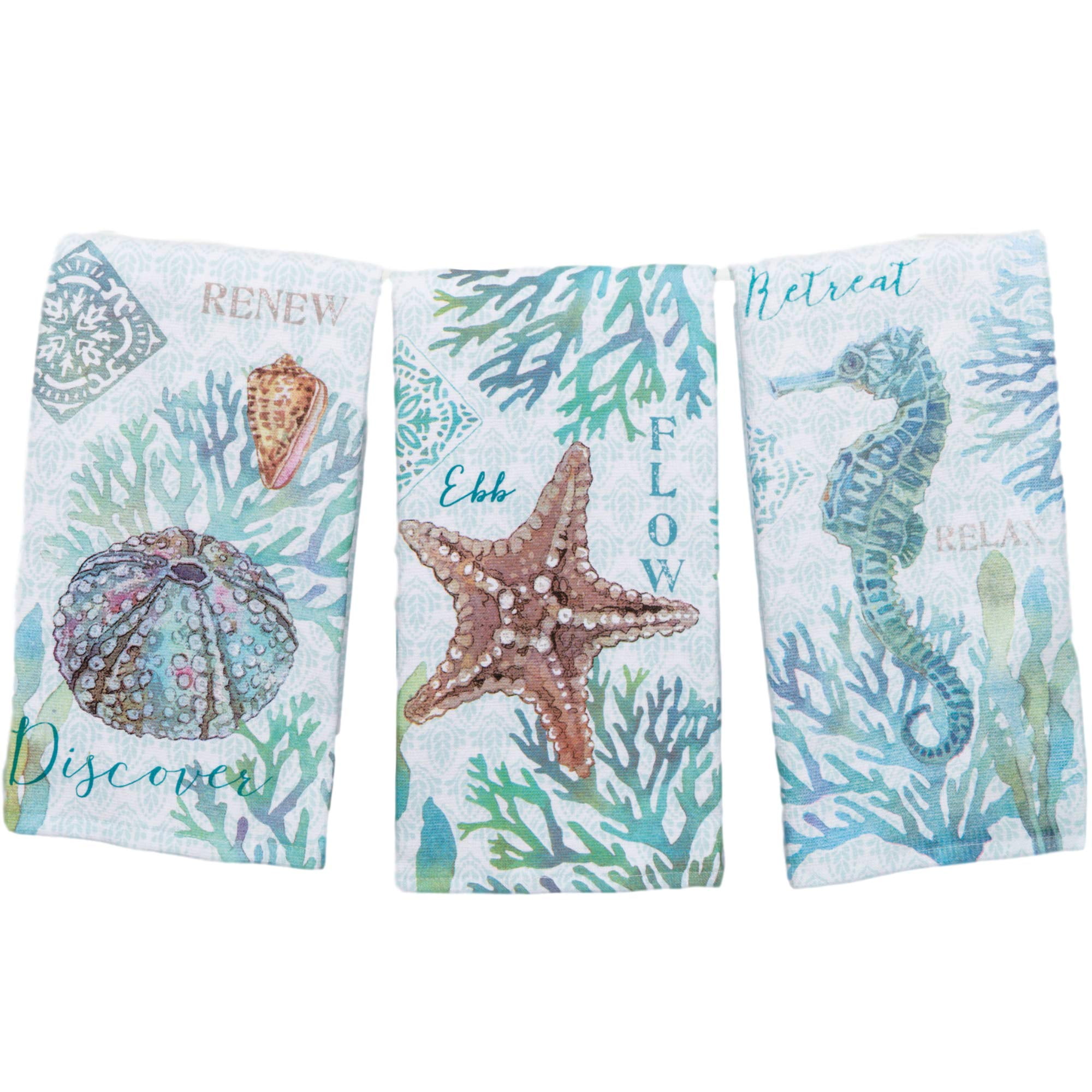 Kay Dee Designs Set of 3 Beachcomber Dual Purpose Terry Kitchen Towels ...