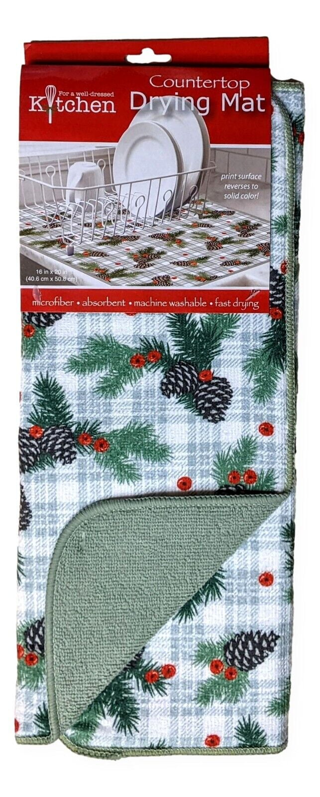 Kay Dee XMAS Kitchen Holiday Washable Microfiber Countertop Dish Drying ...