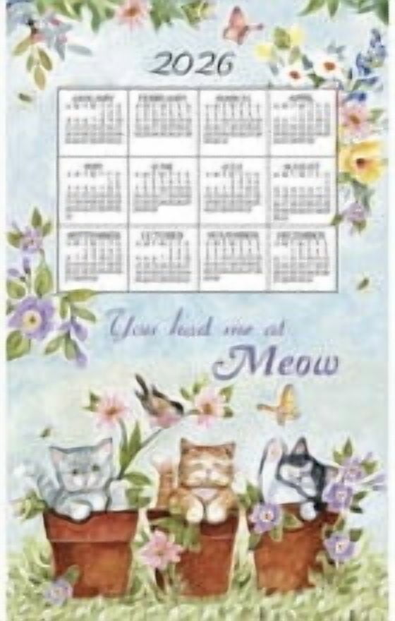 Kay Dee Designs kitten cat calendar 2026 linen cotton towel - Walmart.com
