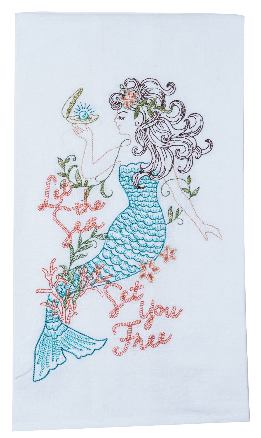 Kay Dee Designs A8556 Mermaid Embroidered Flour Sack Towel - Walmart.com