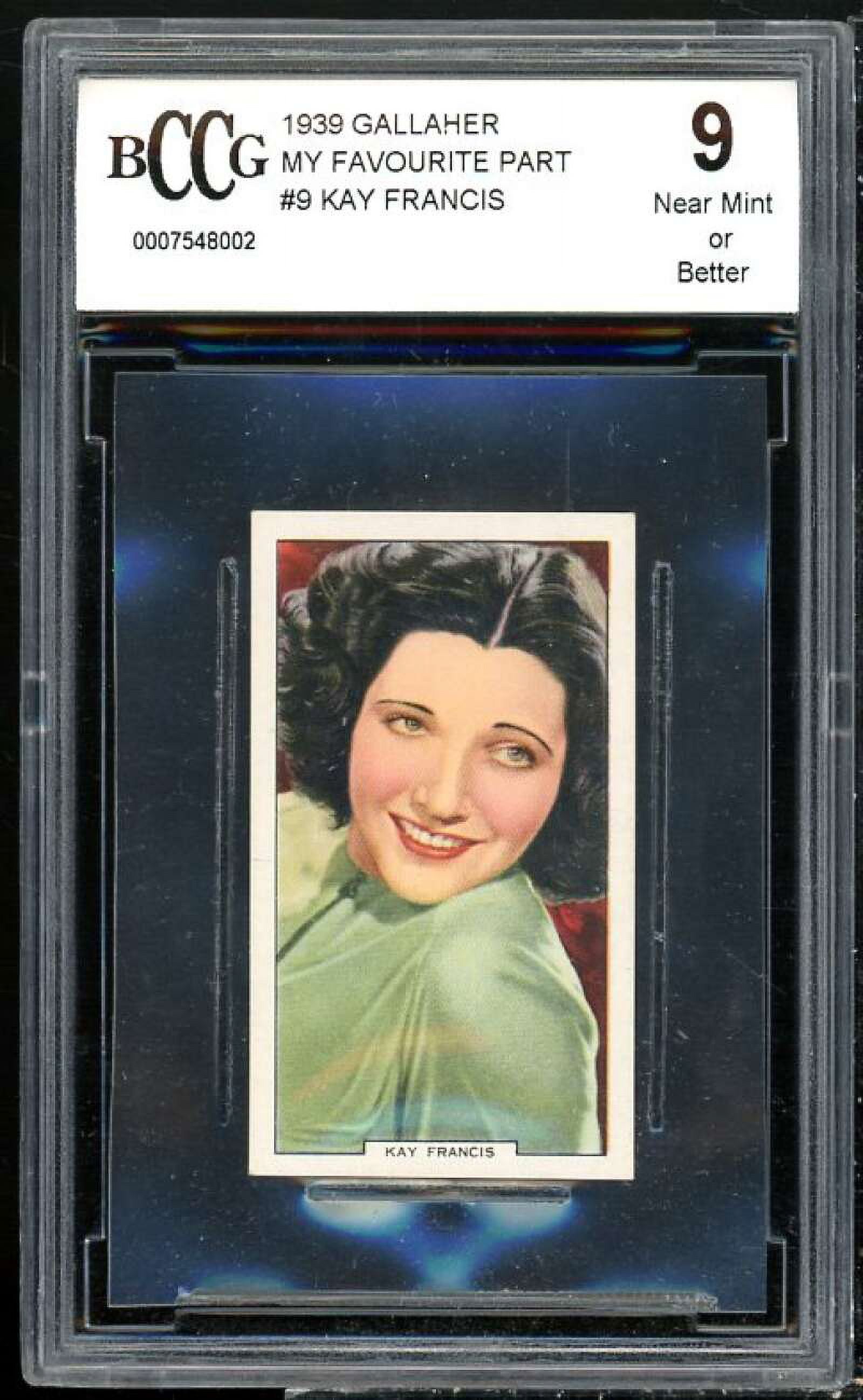 Kay Francis Card 1939 Gallaher My Favourite Part #9 BGS BCCG 9 ...