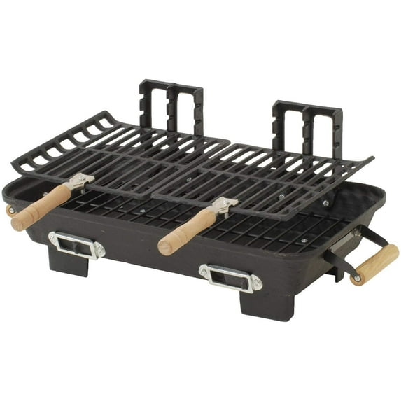 Marsh Allen Cast Iron Portable BBQ Hibachi Charcoal Grill, 10x18-Inch ...