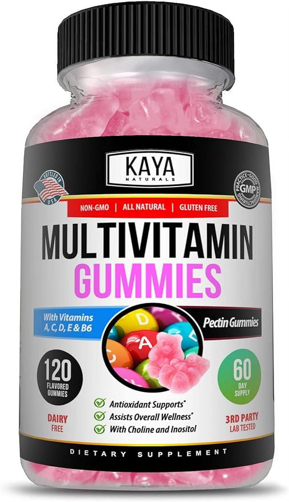 Kaya Naturals Adult Multi Vitamin Gummy, 120 Count, Biotin, Vitamin A ...