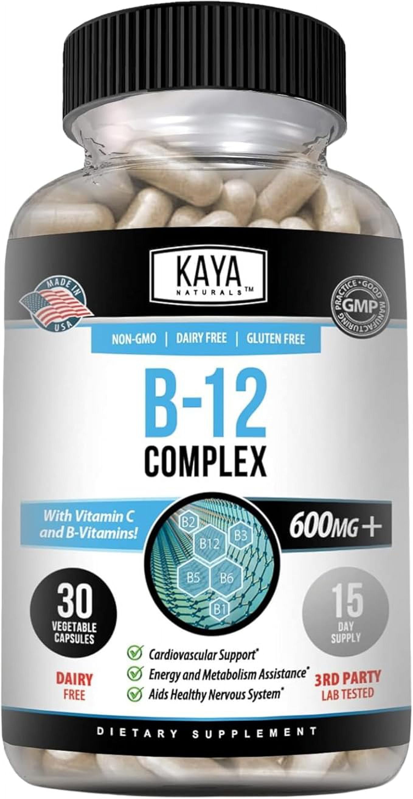 Kaya Naturals B-12 Complex | Multivitamin Supplement for Women & Men ...