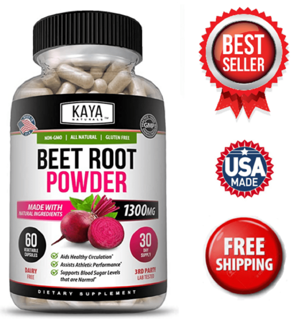 Kaya Naturals Organic Beet Root Powder Capsule 1300mg per Serving Aids ...