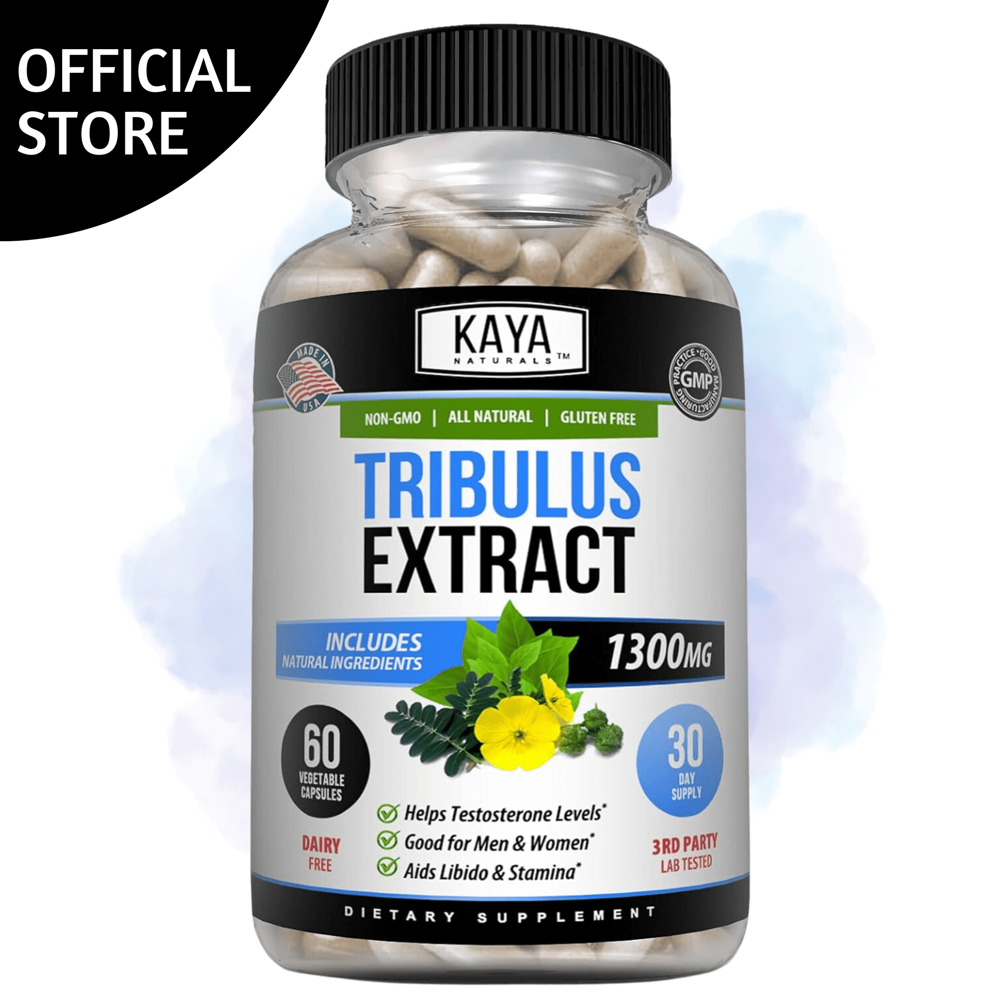 Kaya Naturals Tribulus 45% Saponins 1300mg Testosterone Booster Muscle ...