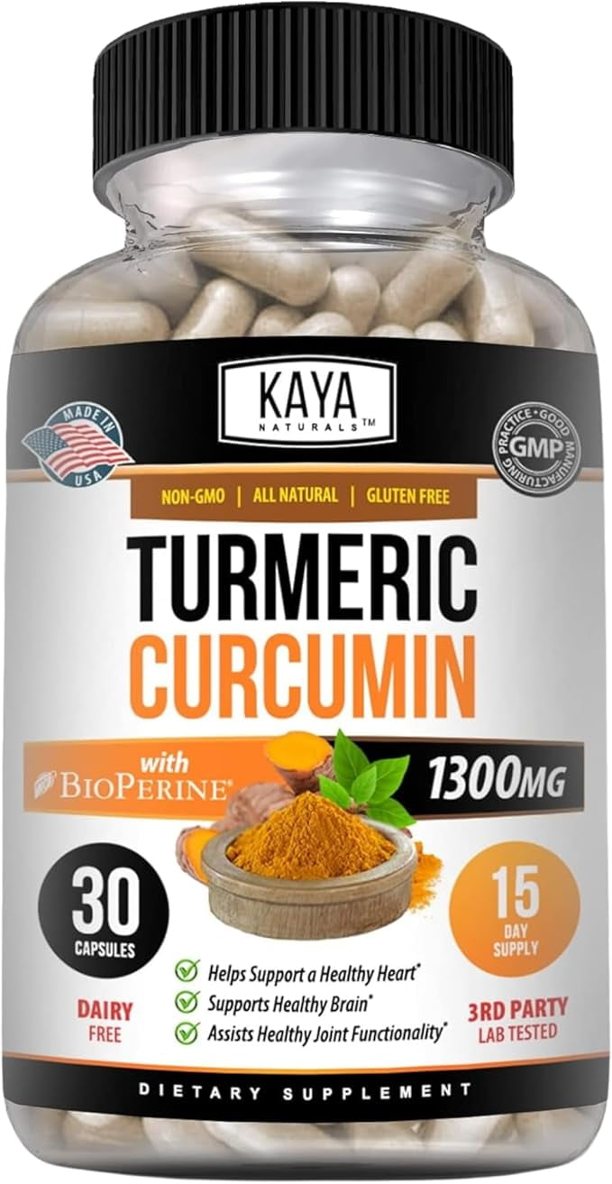 Kaya Naturals Turmeric Nature Made Bioperine, Joint Support with 95% ...