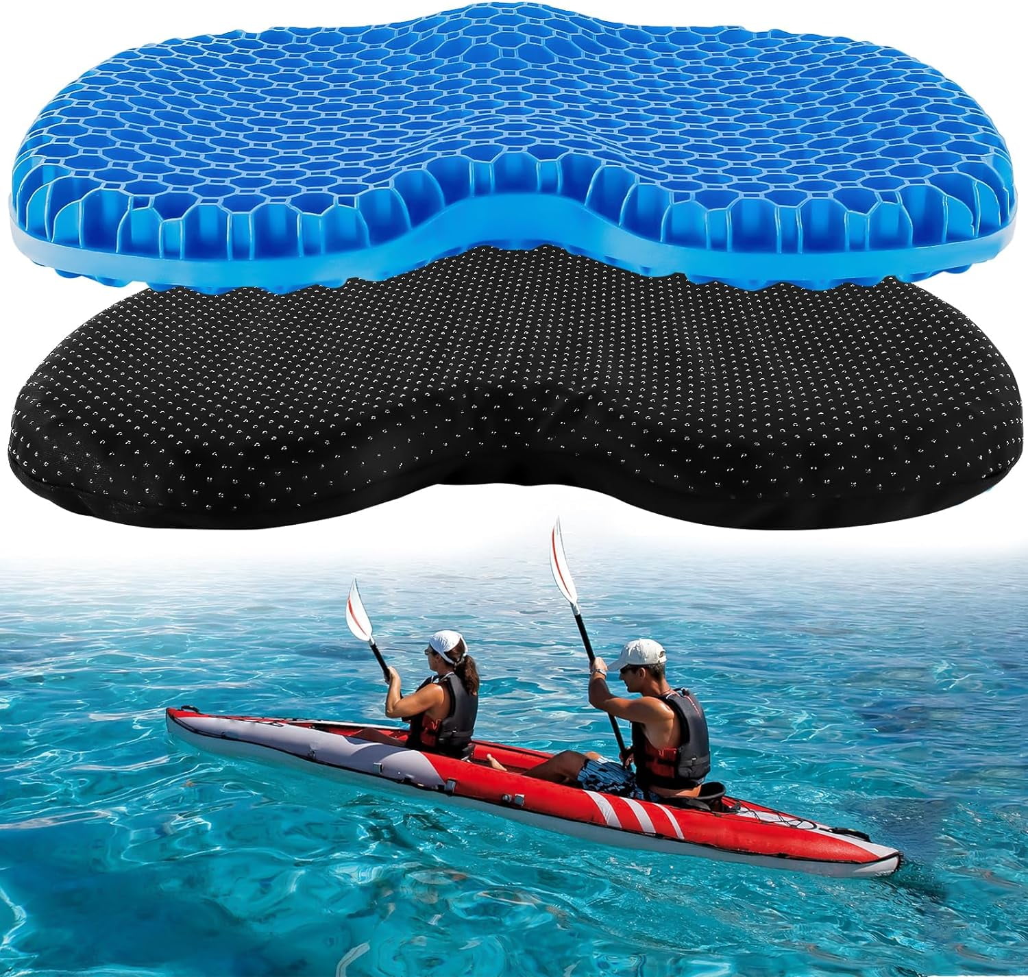 Kayak Boat Seat Cushion, Thicken Anti Slip Waterproof Gel Kayak Seat ...
