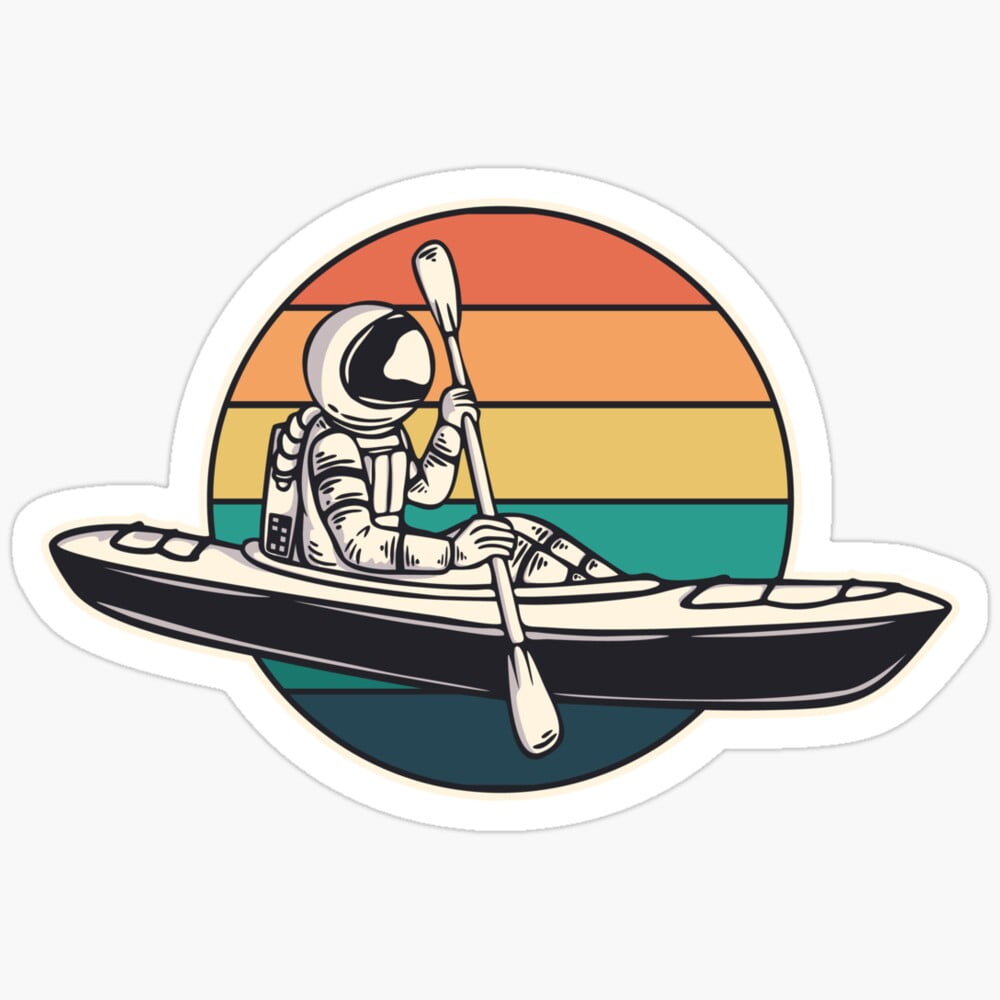 Kayak Canoe Astronaut Spaceman Sticker Phone Decal Water Bottle ...